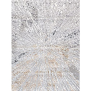Pasargad Home Starburst Collection Polypropyle & Polyester White/Grey Patterned Living Room Bedroom Dining Home Office Area Rug 4' 0" X 6' 0"