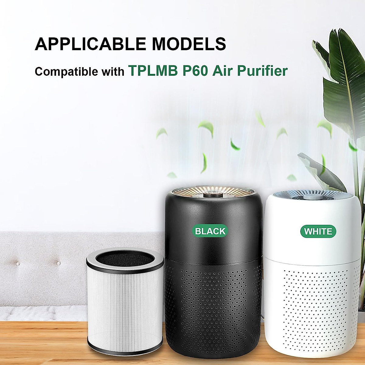 Skydiras 4 Pack P60 True HEPA Filter Replacement, Compatible with TPLMB P60 Air Purifier and nd Vhoiu KJ50 Air Cleaner Purifier, Part Number P60-RF, 3-Stage H13 True HEPA Filter