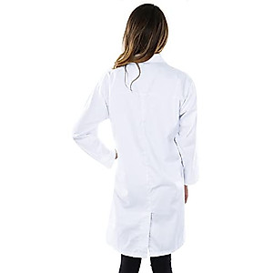 NY Threads Professional Lab Coat for Women, Full Sleeve Cotton Blend Long Medical Coat (White, Small)