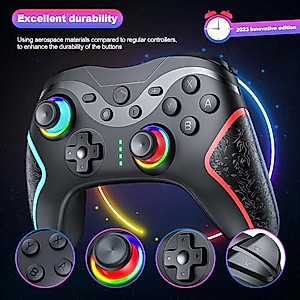 Bidfoce Wireless Switch Controller for Switch/Switch LITE/Switch OLED, Switch Pro Controller with Programming Function, LED Joystick, Adjustable Turbo Vibration,Wake-up Screenshot 【Upgraded Version】