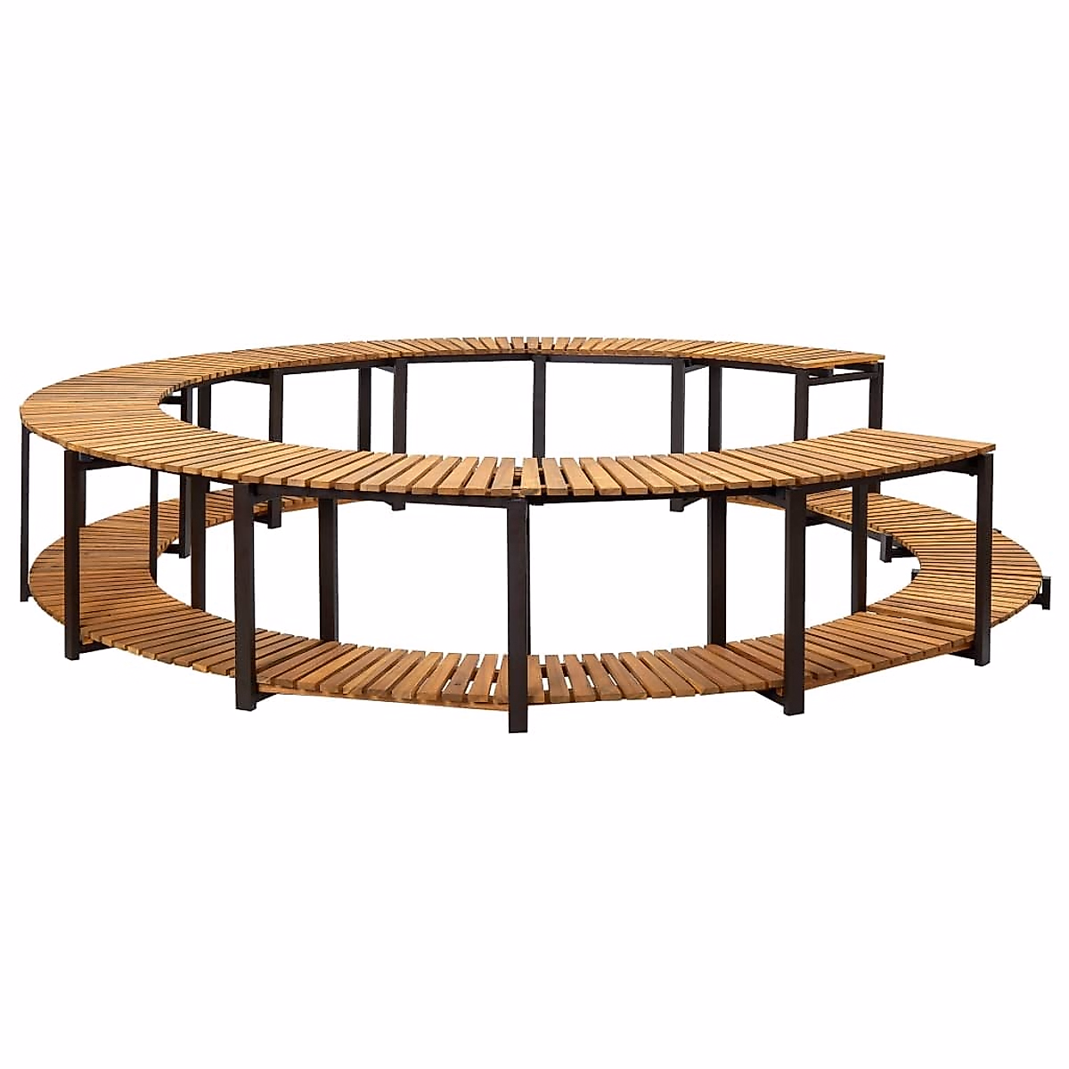loibinfen Wooden Spa Surround Solid Acacia Wood Outdoor Massage Hot Tub Frame for Garden, Backyard, Patio Indoor Outdoor Use 107.5"x20.9" (Diameter x H) -AA