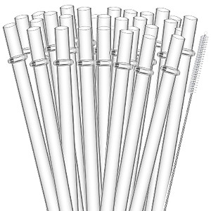 ALINK 55-Pack Reusable Clear Plastic Straws, 10.5 in Long Tumbler Replacement Hard Straws with Cleaning Brush
