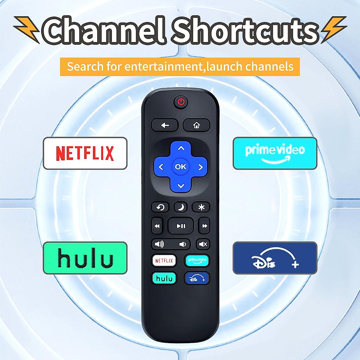 EFGWXYZ (Pack of 2) Replaced TV Remote Only for Rku- TV, Compatible with TCL Rku-/Hisense Rku-/Onn Rku-/Insignia Rku- Series Smart TVs.【Not for Rku- Stick and Box】 R-heng-02