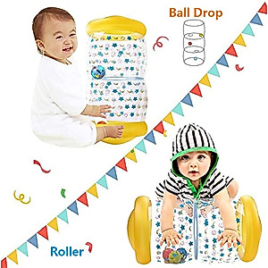 Baby Crawling Toys for Children, Fitness Toy, Infant Beginner Inflatable Roller Toys for 0-24 Months Newborn Boys Girls, Exercise Your Baby's Muscles and Coordination, Yellow