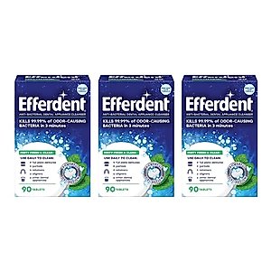 Efferdent Plus Mint Denture Cleanser Tablets 90 Ct (Pack of 3)