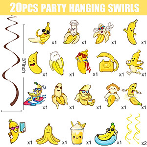 Banana Hanging Swirls 20Pcs Banana Party Decorations Banana Fruit Ceiling Swirls Banana Birthday Party Supplies Banana Cutout Streamers for Lets Go Bananas Baby Shower Decor