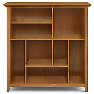 SIMPLIHOME Amherst SOLID WOOD 44 Inch Transitional Multi Cube Bookcase and Storage Unit in Light Golden Brown, For the Living Room, Study Room and Office