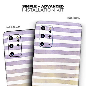 DesignSkinz Purple to Yellow Watercolor Ombre Stripes Protective Vinyl Decal Wrap Skin Cover Compatible with The Samsung Galaxy S20 (Screen Trim & Back Glass Skin)