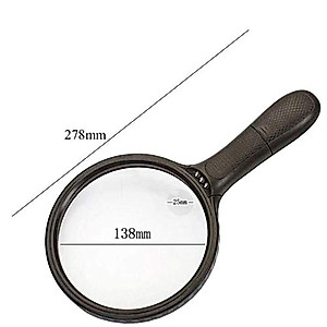 ZHYH Hand-held Magnifier, Handheld Magnifier Reading Magnifying Glass Lens Jewelry Loupe Black