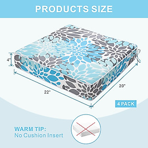 JMGBird Outdoor Patio Cushion Covers Set of 4 Chair Seat Washable Covers Water Resistant Slip Replacement Furniture Cushion Pillow Seat Cover for Couch Garden Sofa Indoor with Zipper 22x20x4
