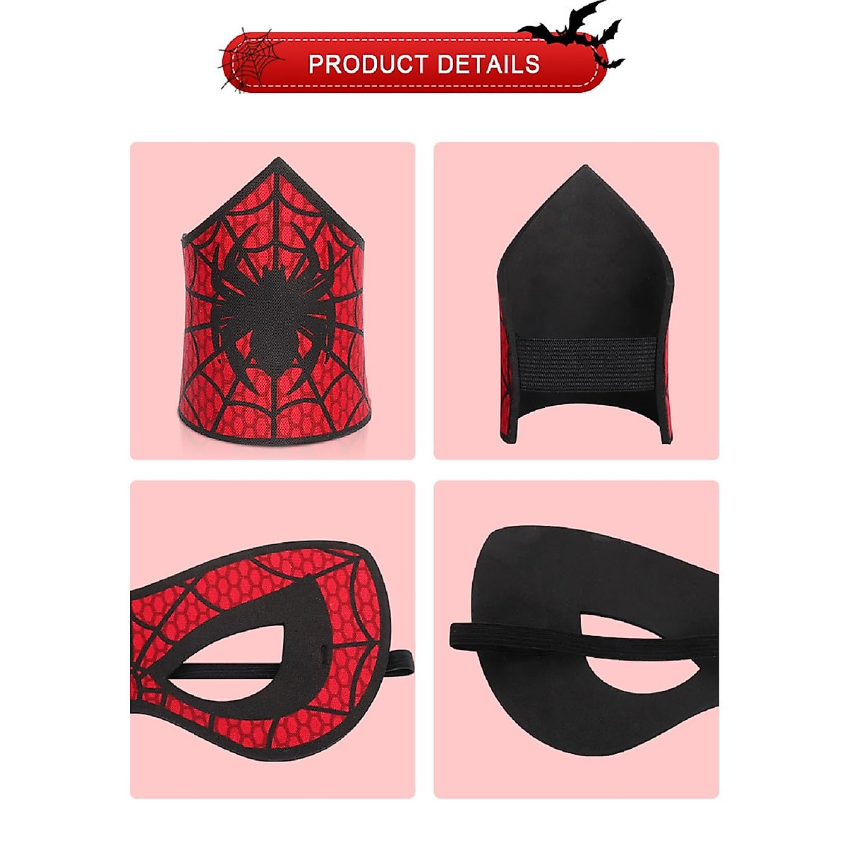 LSHDXD Spider Mask and Wristbands for Kids Boys,Halloween Superheros Masks Masquerades With Spider Wrist Band Party Mardi Gras Mask for Halloween Costume Party Cosplay