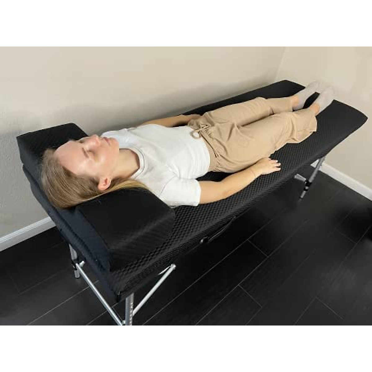 XOLLOZ Lash Bed Topper | Comfortable Mattress Topper for Lash Extension Table - with Four Corner Straps & Anti-Slip Bottom (Black)