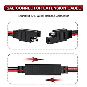 ELECTOP 10AWG SAE Connector Extension Cable, SAE Quick Connector Disconnect Plug SAE Power Automotive Extension Cable Solar Panel Cable Wire(2 Pack)