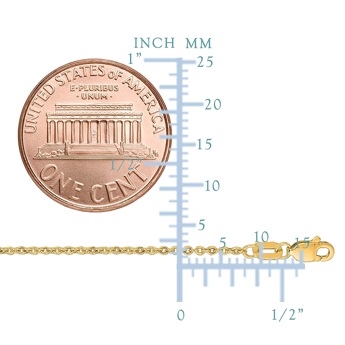 Jewelry Affairs 14k Yellow Real Gold Forsantina Chain Necklace, 1.5mm, 20"