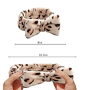 BAGLEV Spa Headband Makeup Spa Headband for Women Microfiber Coral Fleece Bow Hair Band Stretchable Elastic for Women Girls Shower Washing Face Makeup Birthday Gifts