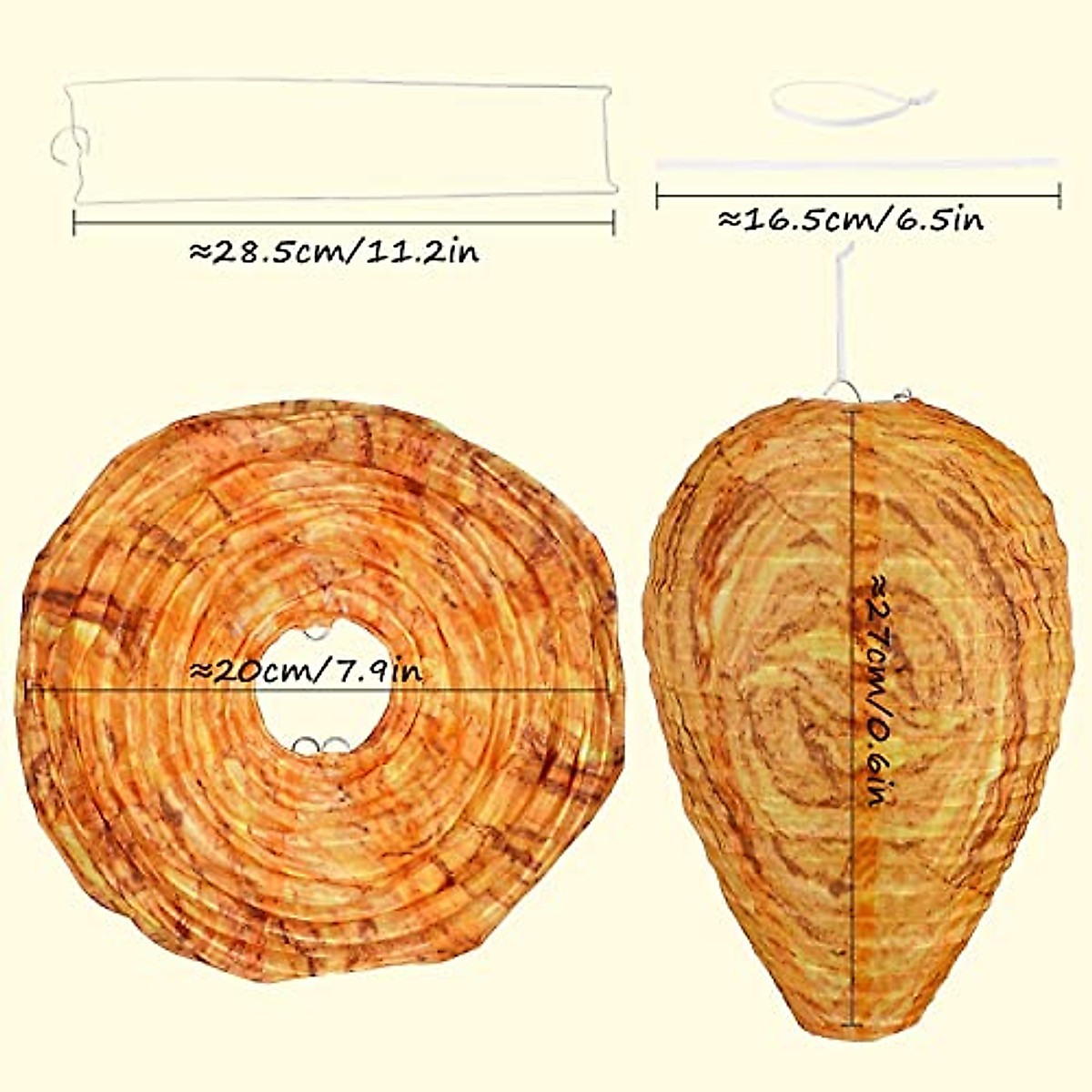 Wasp Nest Decoy Hanging Wasp Repellent Deterrent Upgraded Waterproof Material Fake Nest Decoys for Wasps Hornets Yellow Jackets Home Garden Yard Outdoors (Orange,4 Pieces)