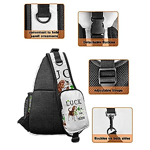 Gsypo Sling Backpack, St. Patrick's Day Shamrock Puppy White Background Waterproof Lightweight Small Sling Bag, Travel Chest Bag Crossbody Shoulder Bag Hiking Daypack for Women Men