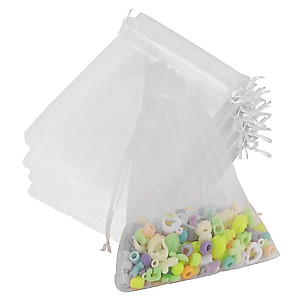 Organza Bags, Organza Bags 5 x 7 Inch, 50 Pcs White Sheer Party Favor Bags with Drawstring, Mesh Bags Drawstring, Jewelry Gift Bags, Small Mesh Gift Bags Candy Bags for Wedding Christmas Birthday