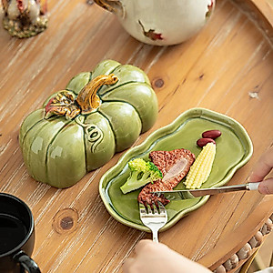 YINYUEDAO Pumpkin Butter Dish with Lid Ceramic Butter Keeper - for Butter, Dishes, Fruits - Butter Dish for Countertop, Counter, Refrigerator - Farmhouse Decoration for Kitchen ( Orange Pumpkin )