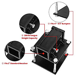 ECOTRIC 2" Bumper Hitch Reciver Bumper Adaptor RV Square Bumper for Bike Cargo Carrier Hitch Receiver Adapter