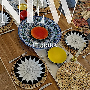 The Upper Kitchen Chargers for Dinner Plates – 14 inch Water Hyacinth Placemats, Woven Placemats, Rattan Chargers, Boho Charger Plates, Plate Chargers