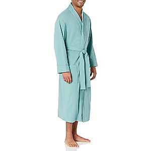 Amazon Essentials Men's Lightweight Waffle Robe (Available in Big & Tall), Teal Blue, Medium-Large