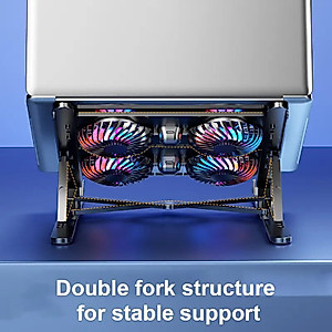 VIELANTRU Laptop Cooling Pad, Laptop Cooler with 4 Quiet Fans with RGB LEDs for Under 17 Inch Notebook Laptop Fan Cooling Pad with Adjustable Height and Type-C Port (Black)