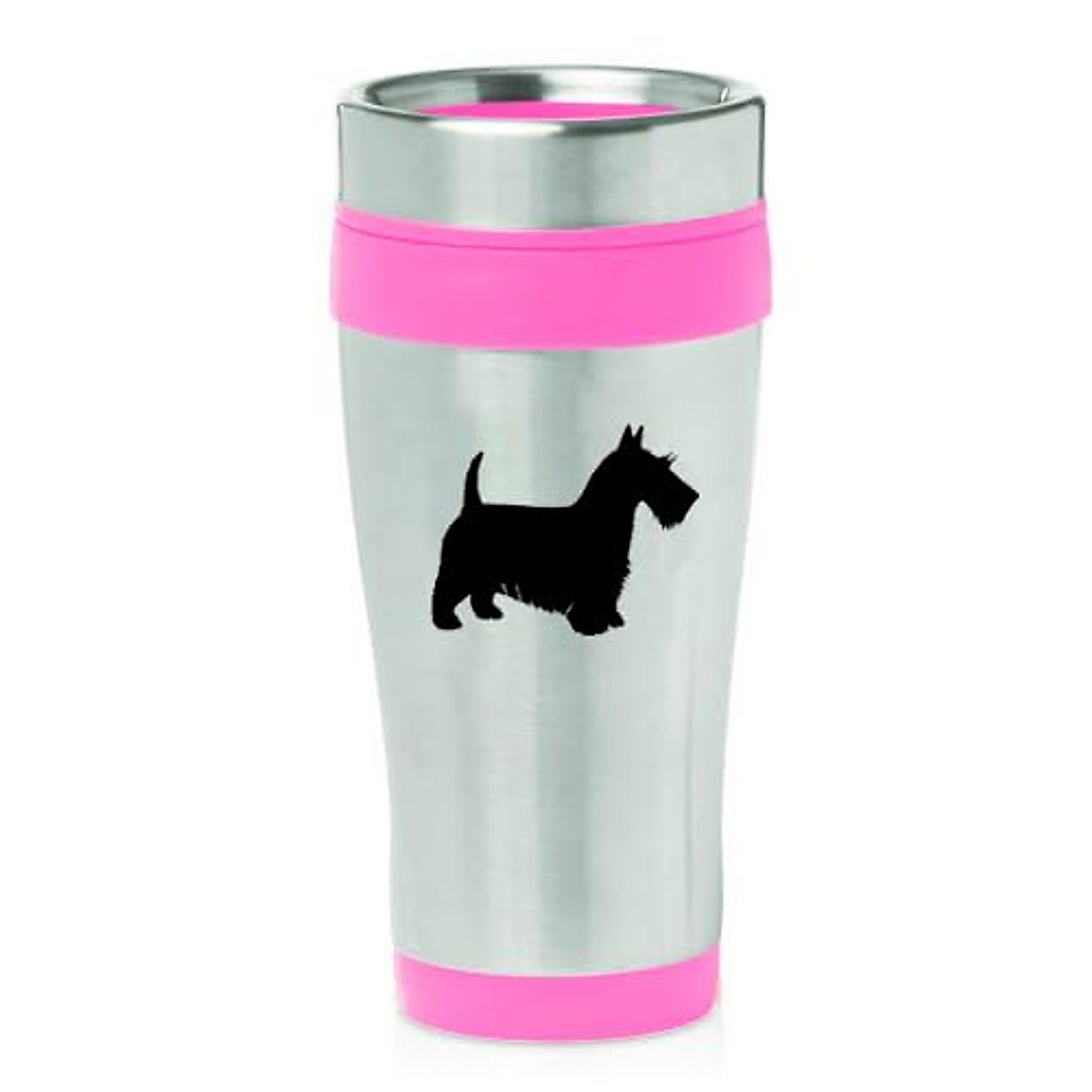 16oz Insulated Stainless Steel Travel Mug Coffee Mug Tumbler Scottie Scottish Terrier (Pink)