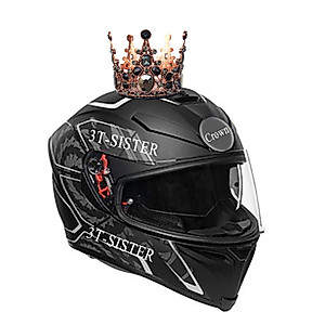 3T-SISTER Cute Crown Crystal Crown for Ski Helmet Reusable Velcro Design (Helmet not Included)