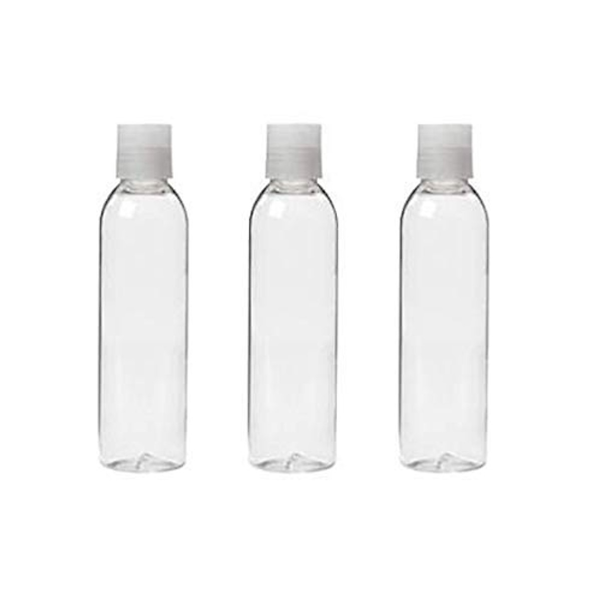 6 Oz Clear Dispensing Bottles with Natural Flip Up Disc Caps, 180ml EMPTY Plastic SQUEEZE BOTTLE for Gel, Lotion, Shampoo by Grand Parfums (Pack of 3)