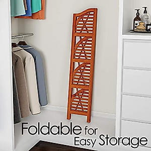 Lavish Home 4-Tier Wood Folding Corner Display Shelf