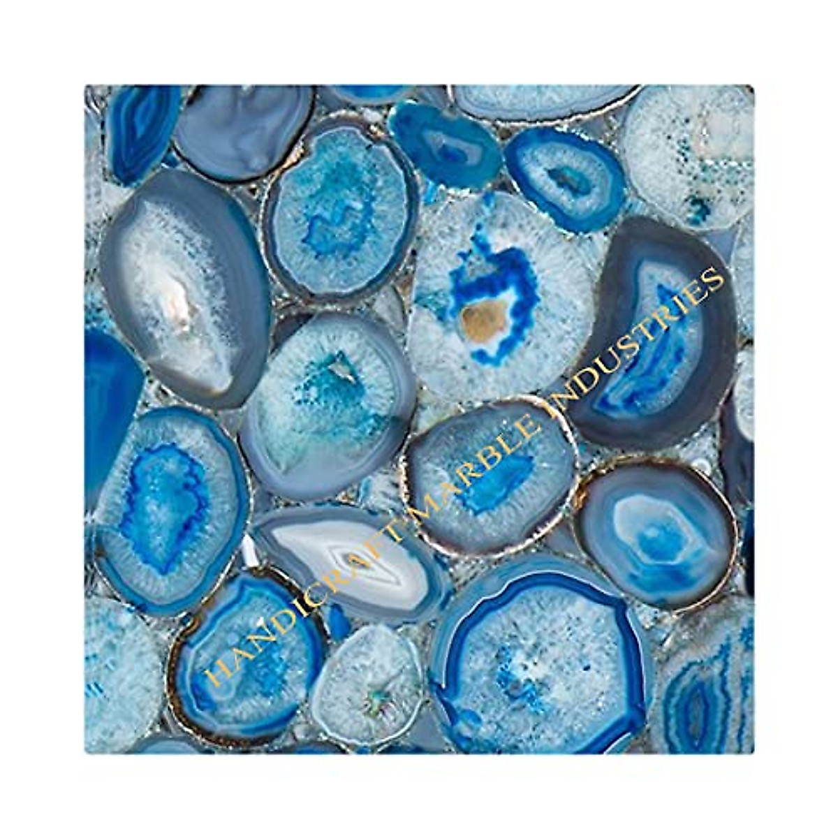 Blue Agate Stone Square Coffe & Centre Table Top, Blue Agate Stone Square Dining Table Top, Blue Agate Stone Square Meeting Room Table Top, Piece Of Conversation, Family Heir Loom