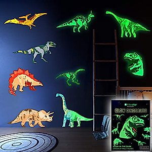 Dinosaur Wall Decals for Kids Room Glow in The Dark Stickers, Large Removable Vinyl Decor for Bedroom, Classroom - Birthday Christmas Gift for Girls Boys Grandkids Toddlers (Dino)