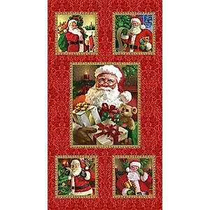 Quality Fabric Christmas Legend Santa Claus Holiday Red 100% Cotton Fabric 24x44 Panel