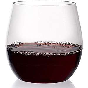 Circleware Downtown Stemless Wine Lead-Free Glass Cups for Bar, Water, Juice, Whiskey & Beverage Drinks, 4 Count (Pack of 1), Clear