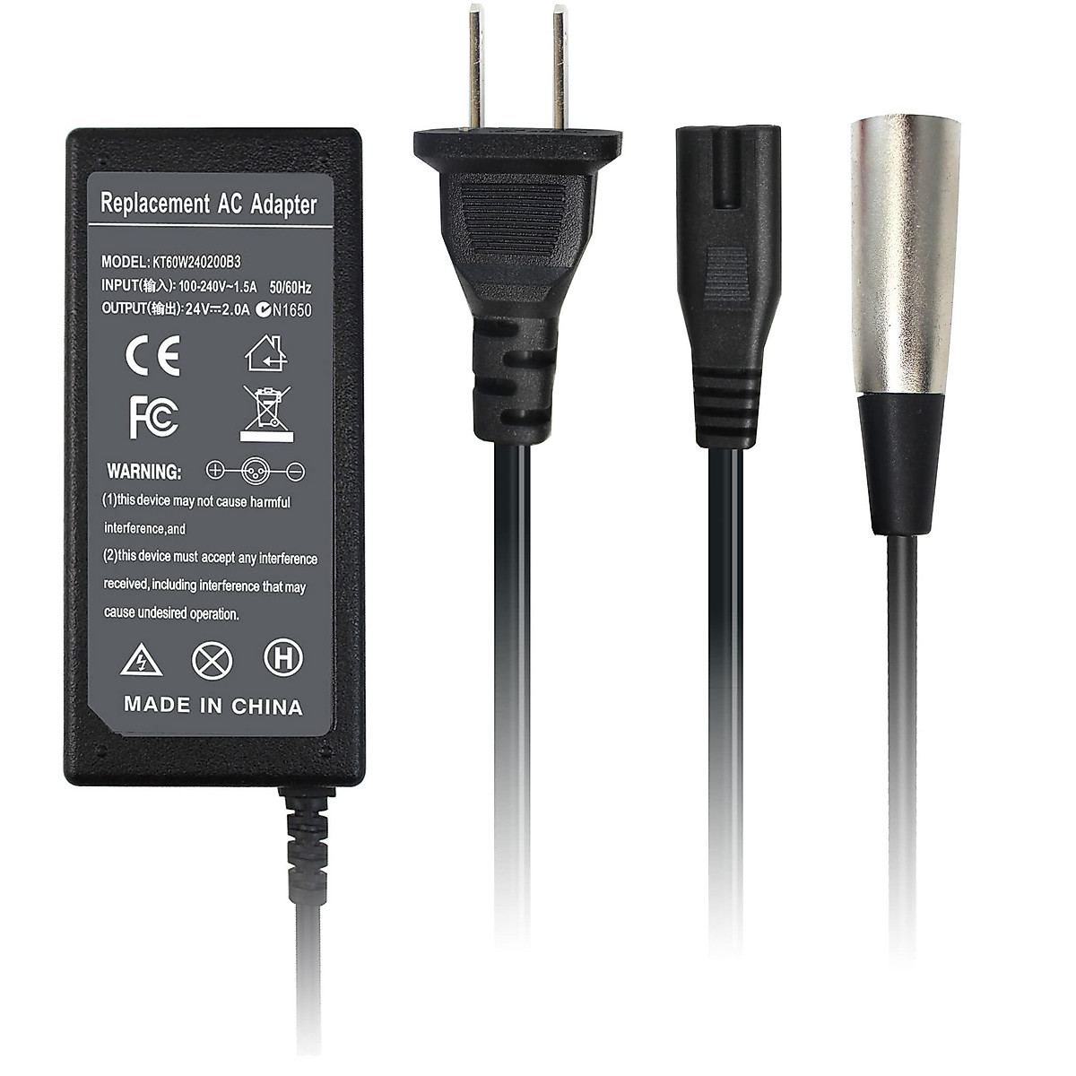 New XLR Electric Scooter Battery Charger for Go-Go Elite Traveller,Mobility Electric Scooter Wheelchair Gel,Hoveround mpv5 Mobility Chair Scooter FS,Jazzy Power Chair,iZip,GT,Electric Scooter 24V 2A