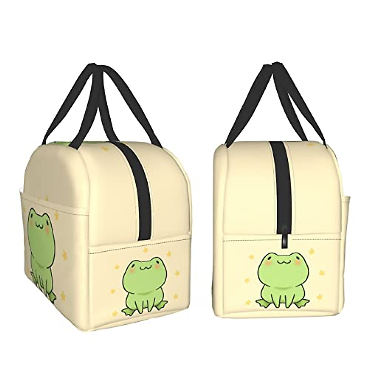 Senheol Cute Frog Cartoon Print Lunch Box, Kawaii Small Insulation Lunch Bag, Reusable Food Bag Lunch Containers Bags for Women Men