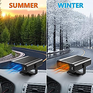 Car Heater, 12V Heater 150W Portable Car Heater Windshield Defroster Fast Heating 2 in 1 Heating Fan/Cooling Fan Winter Electronic Demister Plus in Cigarette Lighter