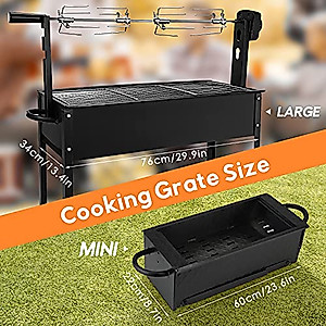 GJCrafts Upgrated Portable Spit Rotisserie and BBQ Charcoal Grill, Enlarged Roast Leg of Lamb Stove Automatic Household Electric Charcoal Grilled Fish Chicken Rabbit Outdoor Grill BBQ Folding Grill