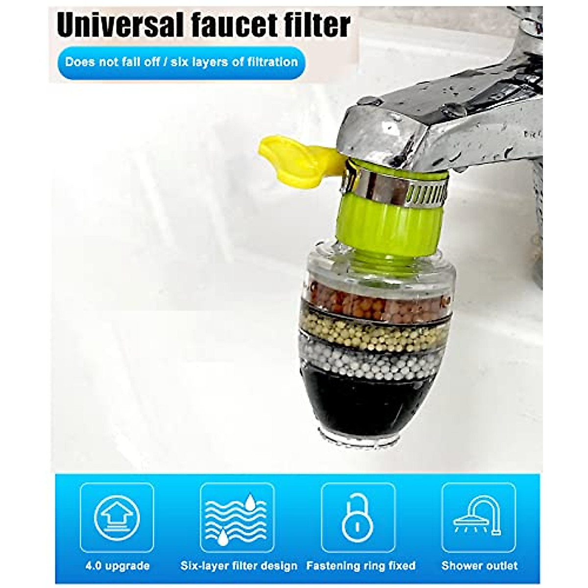 Kitchen Faucet 3 Pack Booster Shower Faucet Water Filters Water Purifier Faucet Kitchen Faucet Water FilterScalable/Rotating/Folding Faucet Water Filter Telescopic (Blue,Pink,Green）