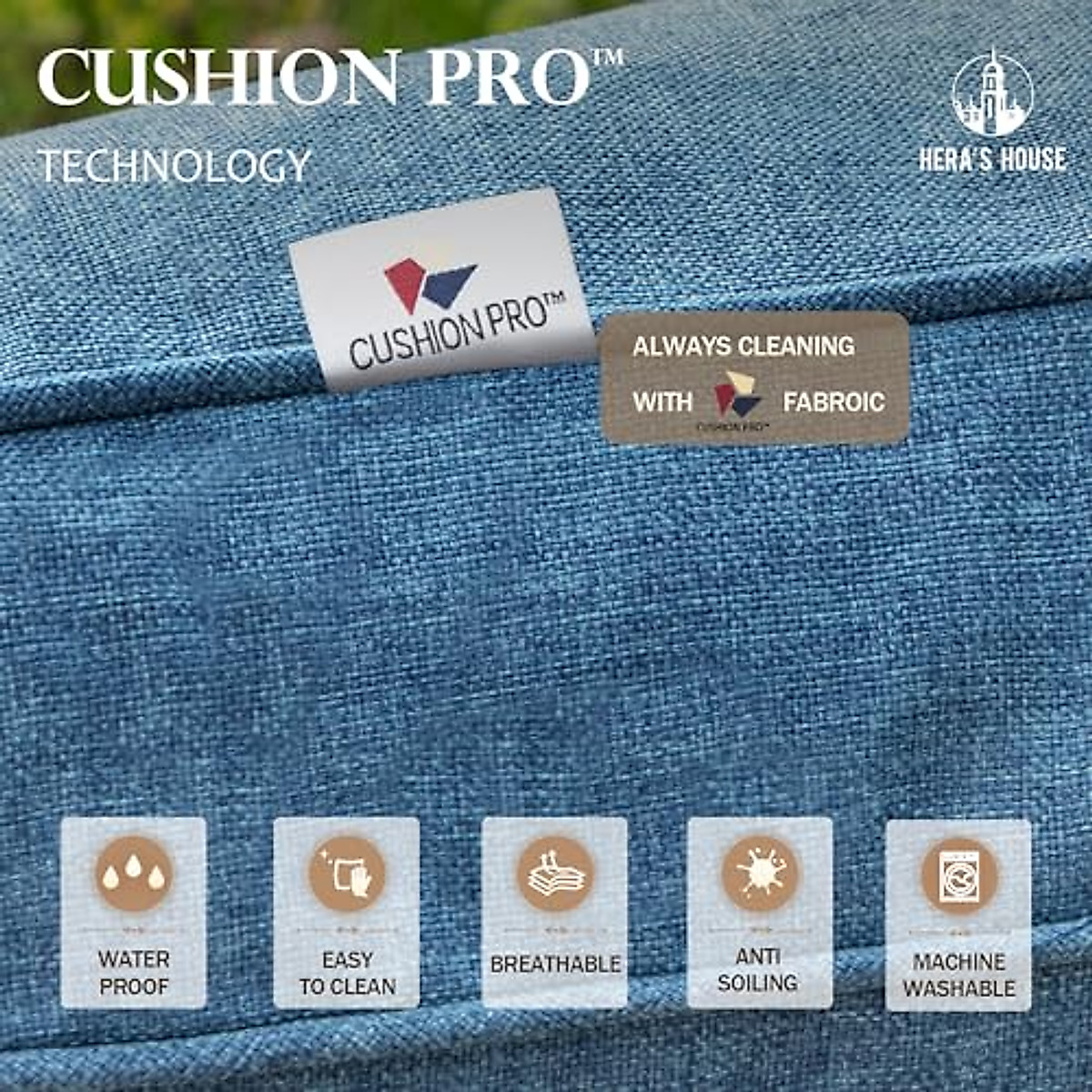 HERA'S HOUSE Patio Furniture Sofa, All-Weather Outdoor 3 Seats Couch, Outdoor Patio Couch with Deep Seating and Olefin Cushions for Lawn Garden Backyard, Navy Blue