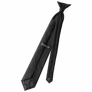 Jacob Alexander Uniform Solid Clip-On Tie with Buttonholes - XL 24 inch - Black