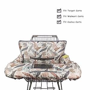 Shopping Cart Cover for Baby, 2 in 1 High Chair Cover for Restaurant seat & Grocery Cart Cover for Babies, Thick Padded with Clear Phone Pouch, Machine Washable, Leaves