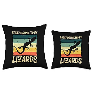 Cute Lizard Gifts Lizard Lover Accessories & Stuff Cool Lizard for Men Women Reptile Lover Crested Gecko Iguana Throw Pillow, 16x16, Multicolor