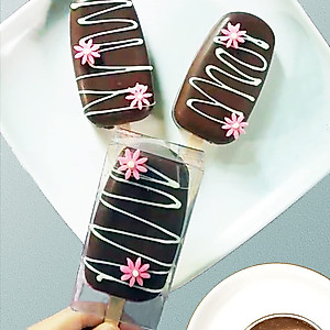 NDSWKR 300 Pieces Clear Popsicle Cakesicle Boxes Set, 150 PCS PET Ice Cream Boxes with 150 PCS Wooden Sticks, Plastic Treat Boxes for Baking, Wedding, Birthday Party