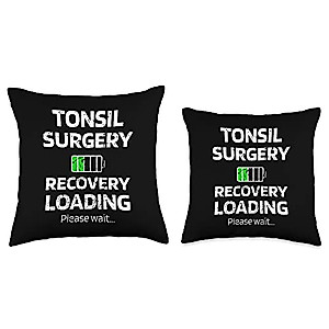 Tonsil Surgery Recovery Gifts Surgery Recovery Loading Tonsillectomy Tonsil Removal Throw Pillow, 18x18, Multicolor