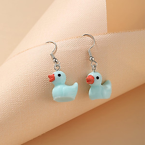 GBAHFY Rubber Unique Personalized Yellow Duck Earring lightweight Funny Cute Duck Dangle Drop Earrings Necklace Set for Women Charming Jewelry Gift (Green)