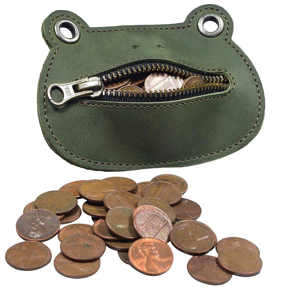 Hide & Drink, Leather Frog Wallet/Froggy Coin Pouch/Purse/Accessories/Holder/Cute Wallet, Handmade :: Dark Jade