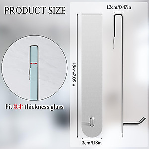 FYY Shower Door Hooks - 2 Pack 7" Over Door Towel Hooks for Bathroom Frameless Glass Shower Door, Heavy Duty Non-Slip Stainless Steel Hooks Rack for Robe Towel Sliver