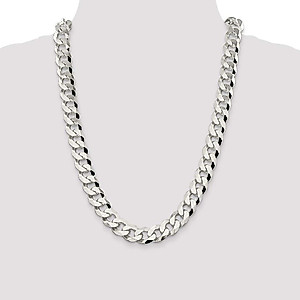 925 Sterling Silver 14mm Beveled Curb Chain Necklace, Bracelet or Anklet